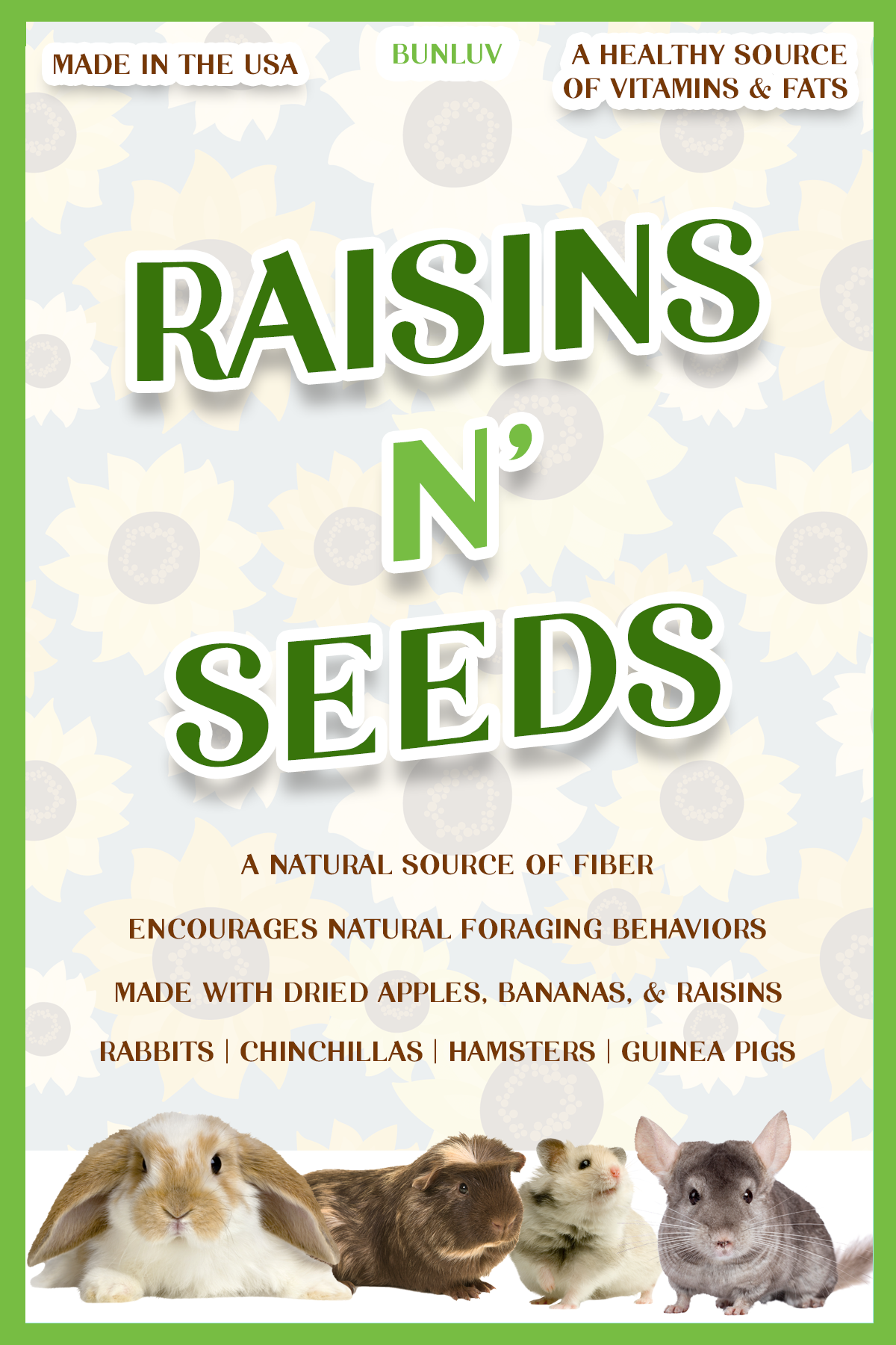 BunLuv Raisins N’ Seeds Treat For Rabbits, Guinea Pigs, Chinchillas ...